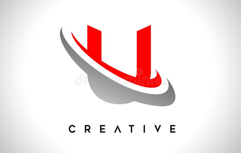 Letter U Logo. U Letter Design Vector with Red Gray Swash Vector Stock ...
