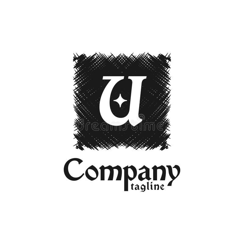 Letter U Logo Inside a Square with a Sketch Style. Fashion Logo ...