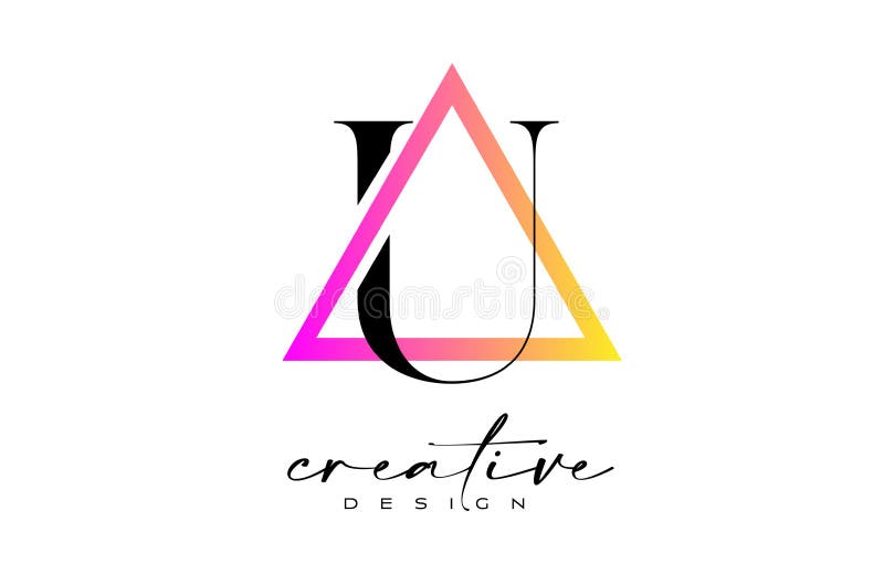 Letter U Logo Inside a Triangle with Creative Cut Design Stock Vector ...