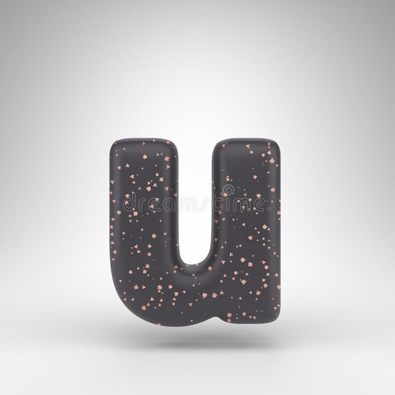 Letter U Lowercase on White Background. Black Matte 3D Letter with ...