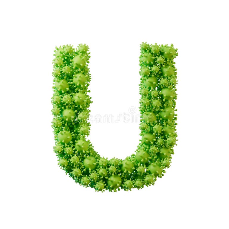 Letter U Made from a Virus Flu and Germ Molecule. 3D Rendering Stock ...