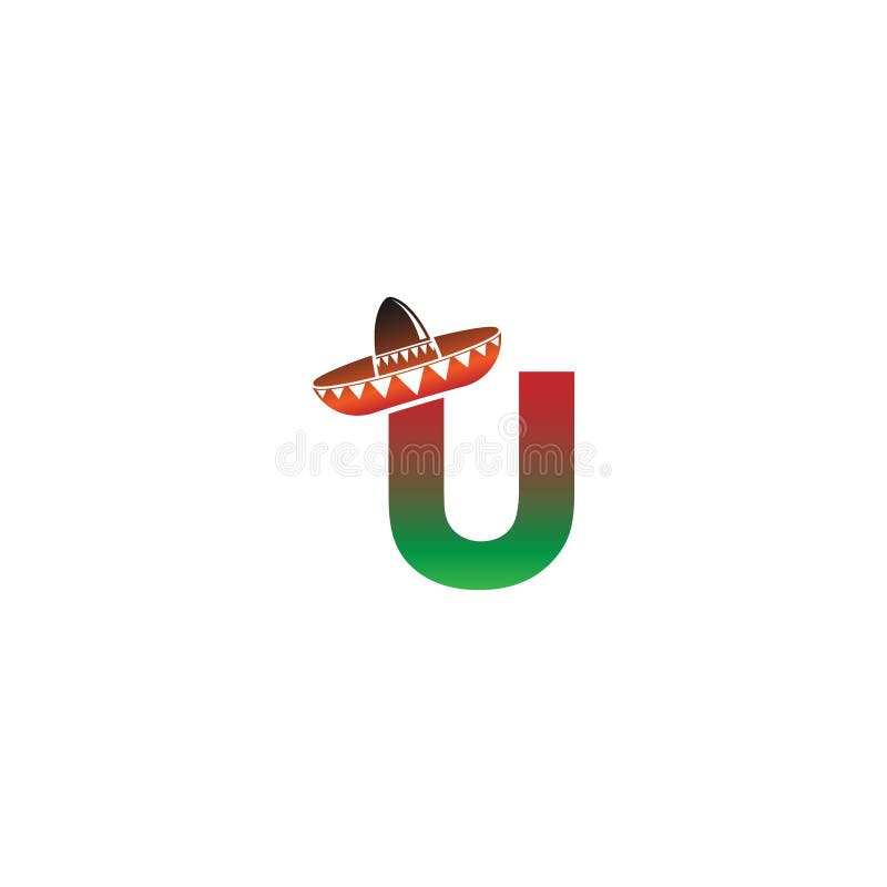 Letter U Mexican Hat Concept Design Stock Vector - Illustration of ...