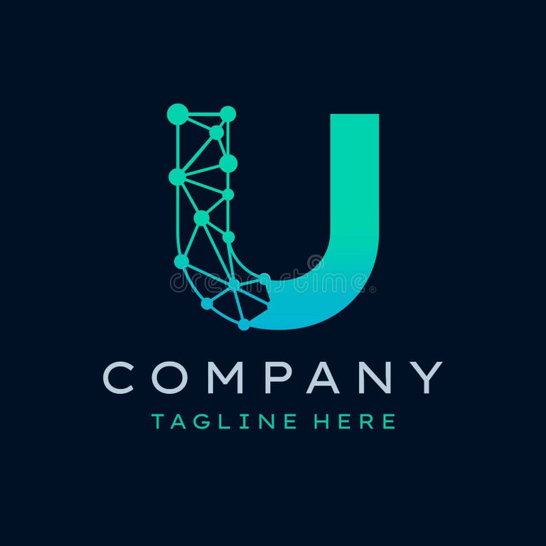 Letter U Molecule Logo, Bio Tech Connect Dots Science Technology Logo ...