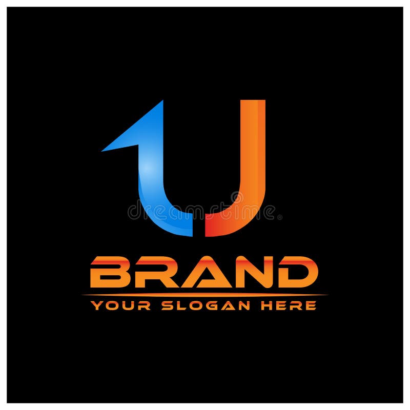 Letter U with Number One on Black Background. Logo with a Basic ...