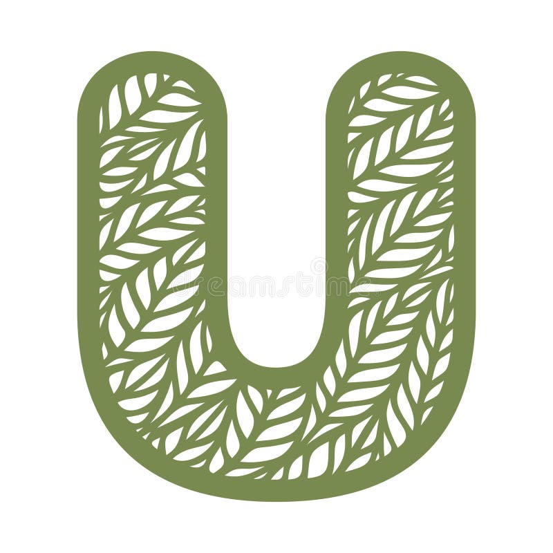 Letter U with a Pattern of Leaves. Stock Illustration - Illustration of ...