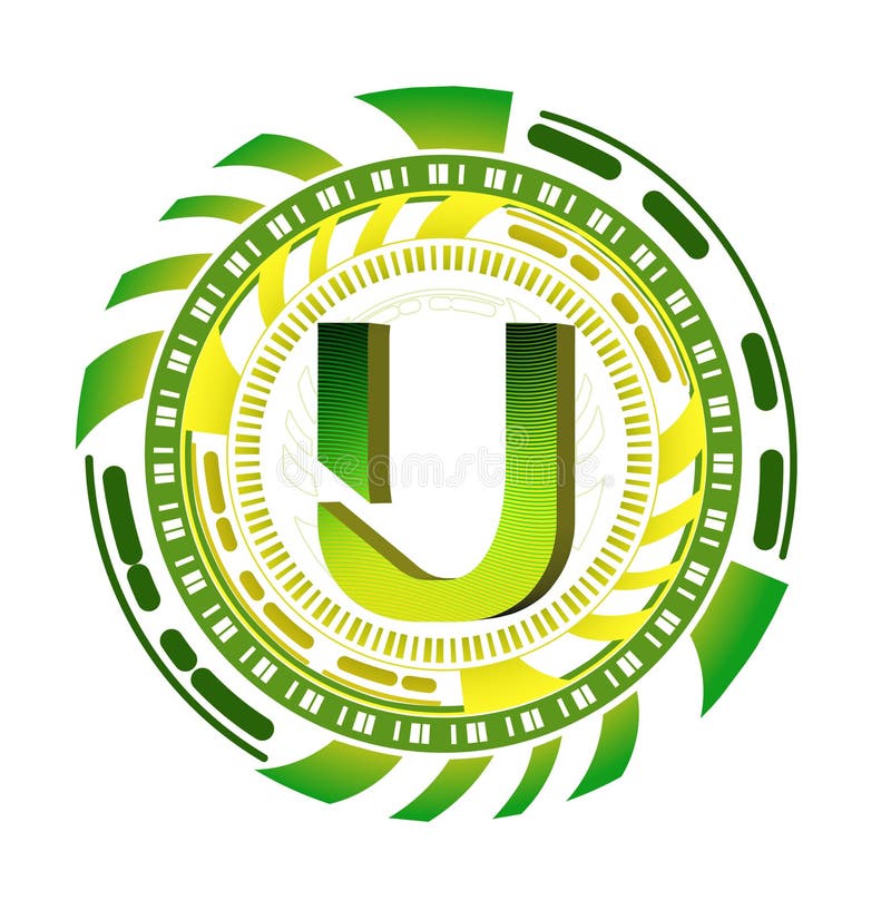 Letter U in Power Tech Geometric Circular Frame Logo Stock Illustration ...