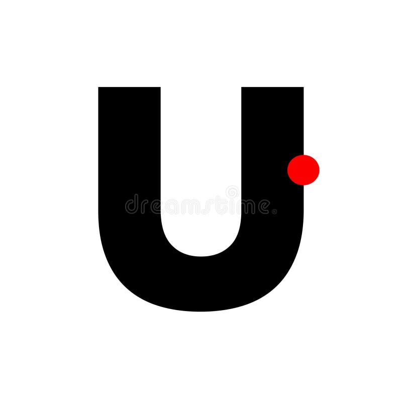 Letter U with a Red Dot. U Company Monogram Stock Vector - Illustration ...