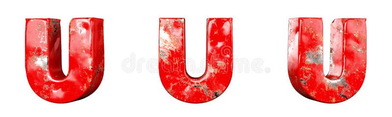 Letter U from Red Scratched Metallic Letters Alphabet Collection Set ...