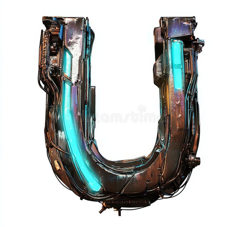 The Letter U is Represented As a 3D Symbol in a Cyber Technological ...