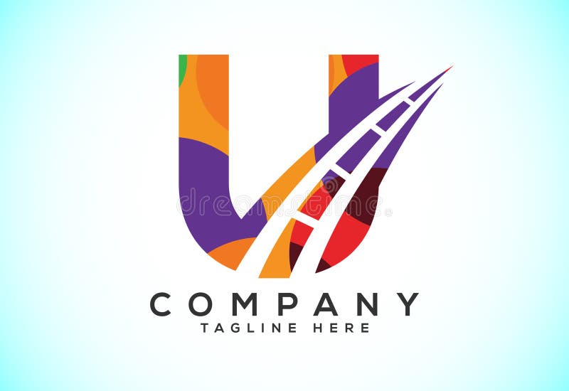 Letter U with Road Logo Sing. Polygonal Style Logo for Highway ...