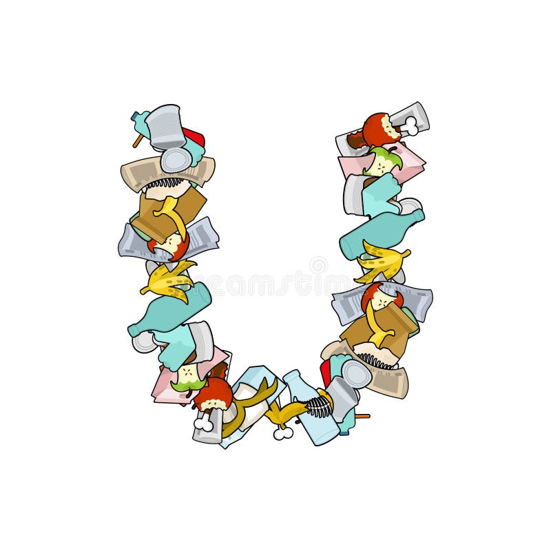 Letter U Rubbish. Trash Font. Garbage Alphabet. Lettering Litter Stock ...