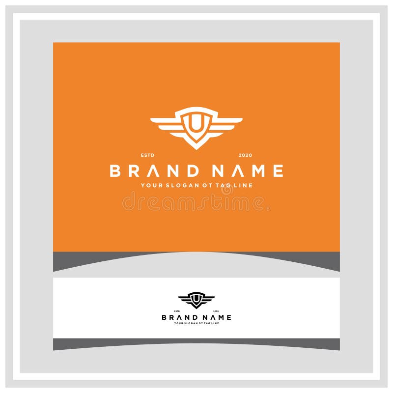 U Letter Wings Logo Design Black Bird Fly Wing Icon Stock Illustrations ...