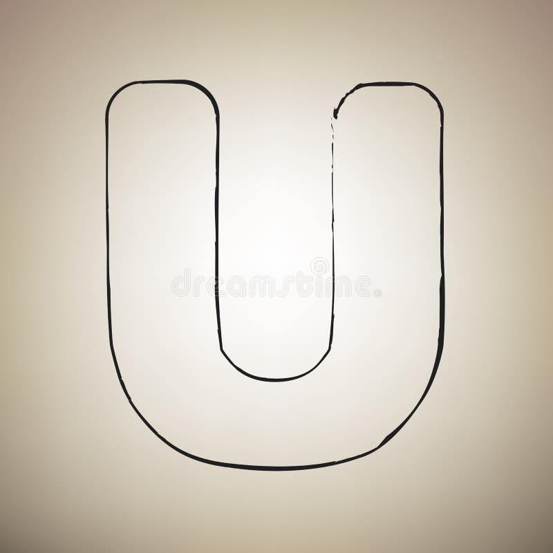 Letter U Sign Design Template Element. Vector. Brush Drawed Black Icon ...