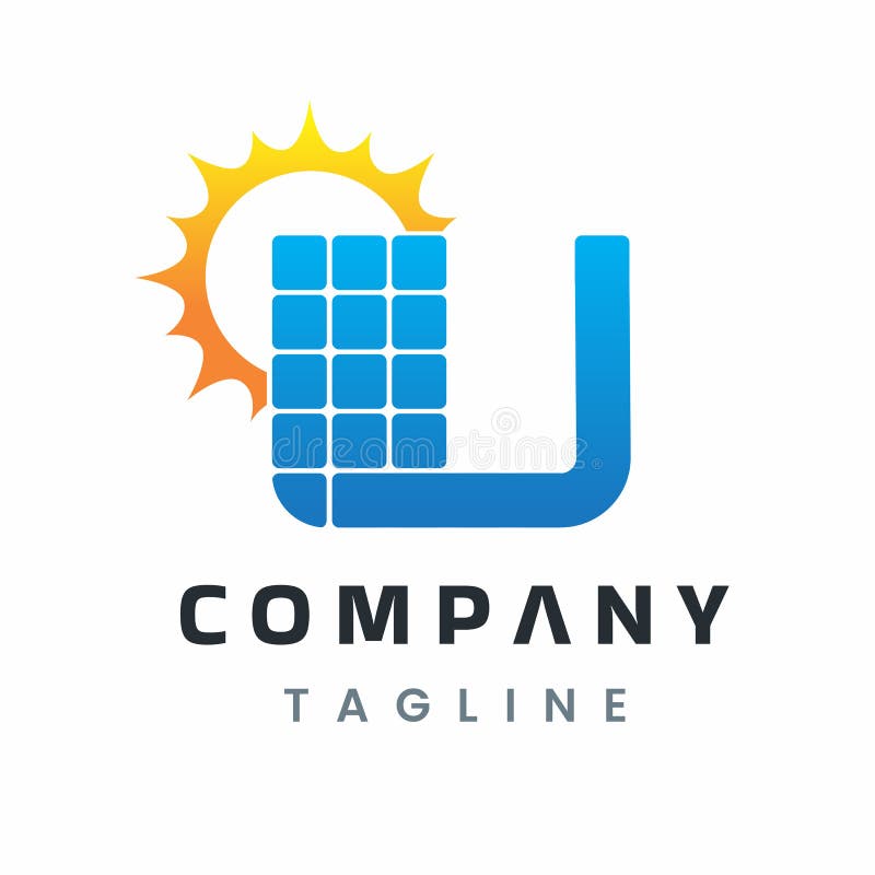 Letter U Solar Energy Logo, Solar Power Panel Design Stock Vector ...