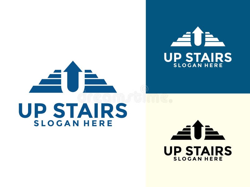 Letter U with Stairs and Arrow Up Logo, Stairs Logo Design Template ...