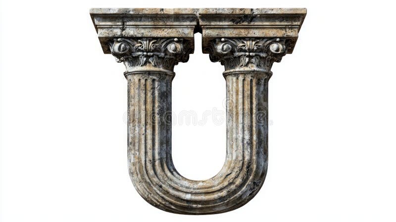 Letter U Stands Out with Intricate Antique Column Textures, Beautifully ...