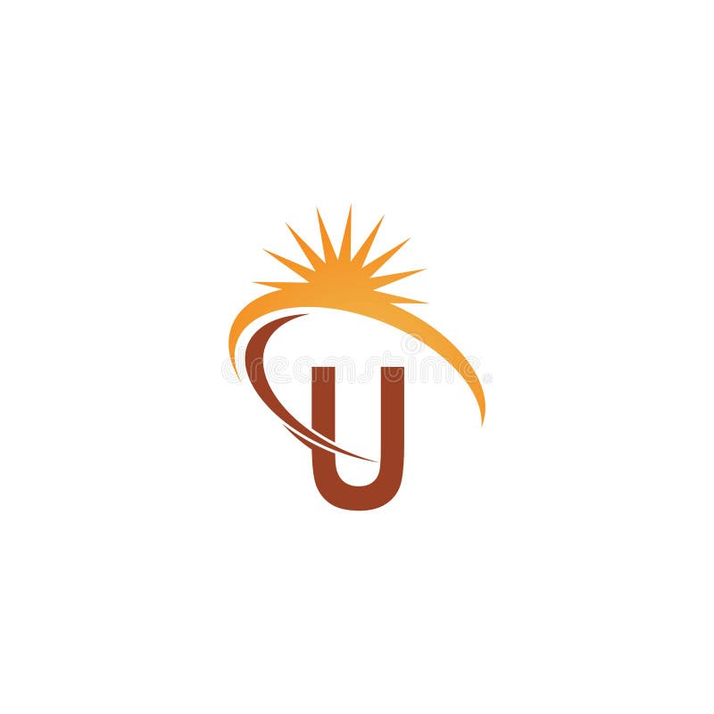 Letter U with Sun Ray Icon Logo Design Template Illustration Stock ...