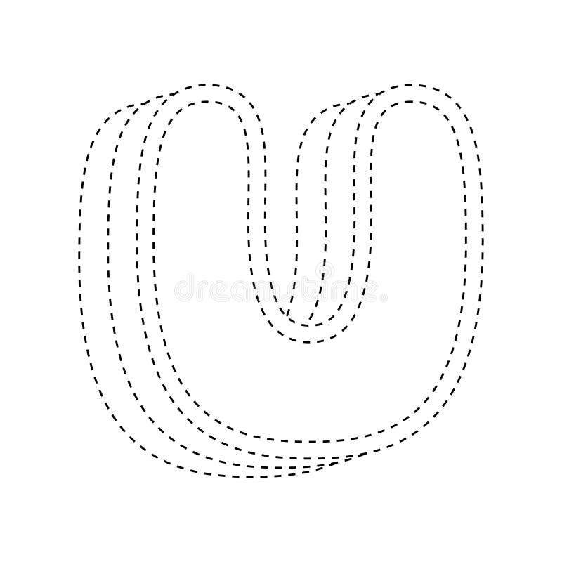 Letter U Tracing Worksheet for Kids Stock Vector - Illustration of ...