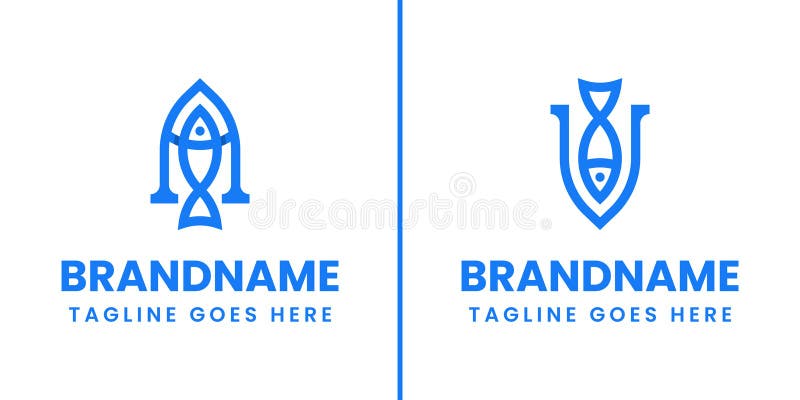 Letter a and U or V Fish Logo Set, Symbolizing Adaptability, Fluidity ...