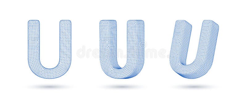 Letter U Wireframe High Polygonal Outline Low Poly Style Vector Design ...
