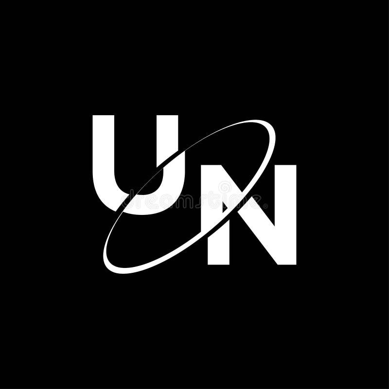 Letter UN that are Cut by a Circle on Black Background Stock Vector ...