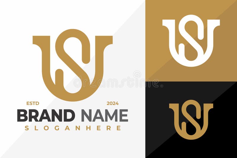 Letter Us or Su Monogram Logo Design Vector Symbol Icon Illustration ...