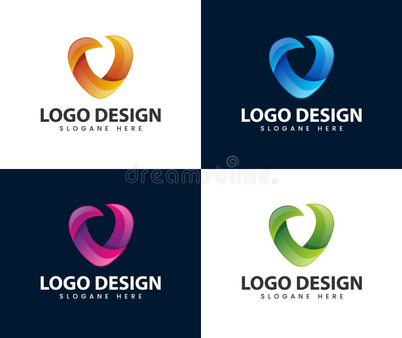 Letter V Abstract Modern Logo Design. Letter V 3d Gradient Symbol Logo ...