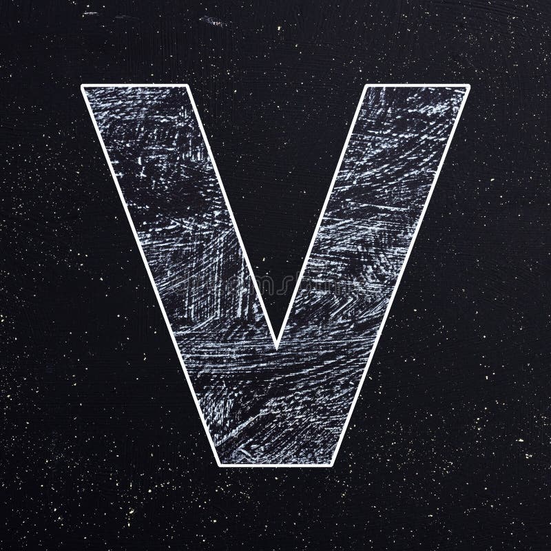 Letter V - Alphabet Font Hand Drawn in Chalk Stock Illustration ...
