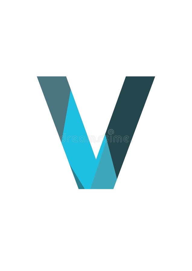 Letter V of the Alphabet Made with Dark and Light Blue Plane Figure ...