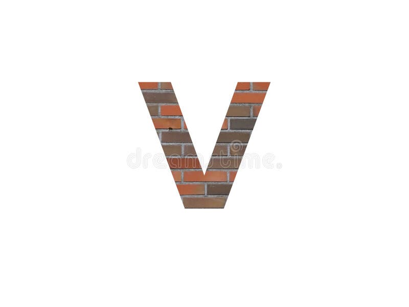 Letter V of the Alphabet Made with Wall of Bricks Stock Photo - Image ...