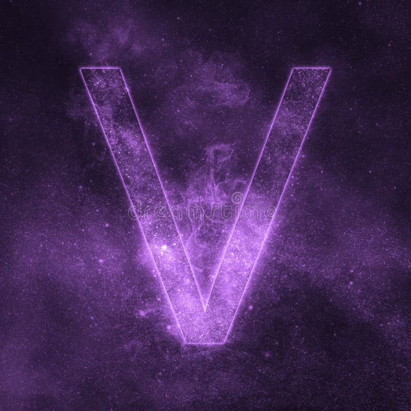 Letter V Alphabet Symbol. Space Letter, Night Sky Letter Stock ...