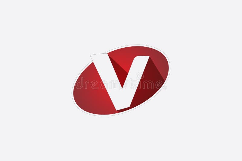 The Letter V Casts a Shadow Inside the Oval Shape Stock Vector ...
