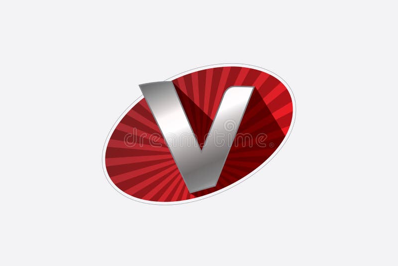 The Letter V Casts a Shadow Inside the Oval Shape Stock Vector ...