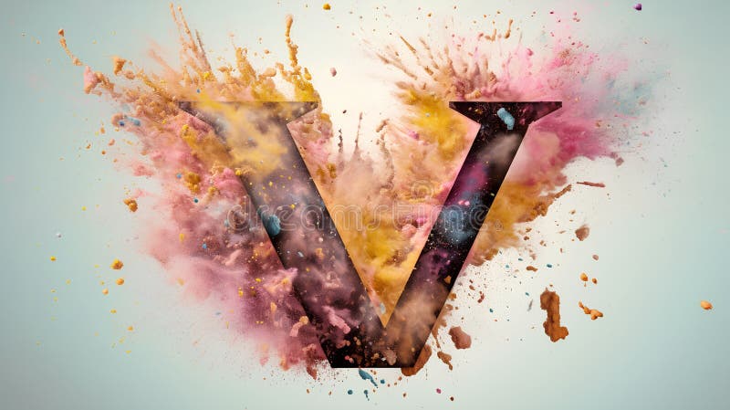 Letter V, Colorful Explosion Paint Concept Alphabet. 3d Render Stock ...