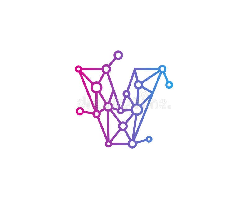 Letter V Connect Dot Network Icon Logo Design Element Stock Vector ...