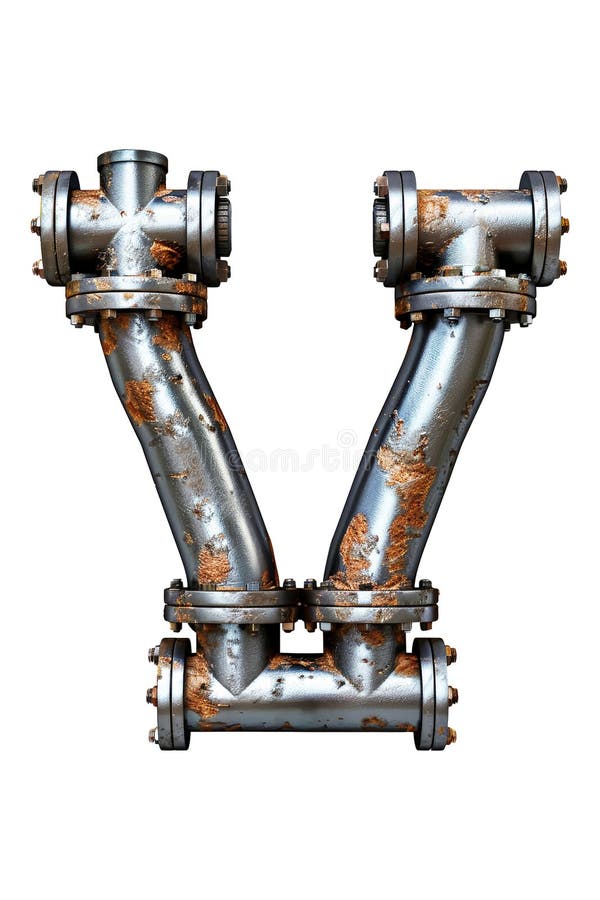 The Letter V Constructed from Interconnected Metal Pipes, Showcasing ...