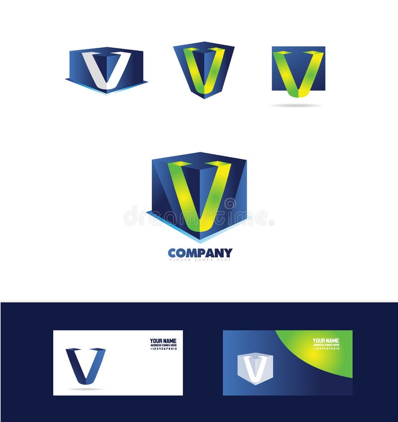 Letter V Cube Square 3d Logo Stock Vector - Illustration of sign ...