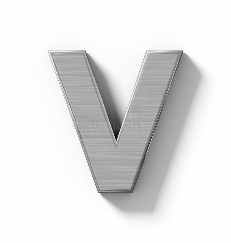 Letter V 3D Metal Isolated on White with Shadow - Orthogonal Pro Stock ...