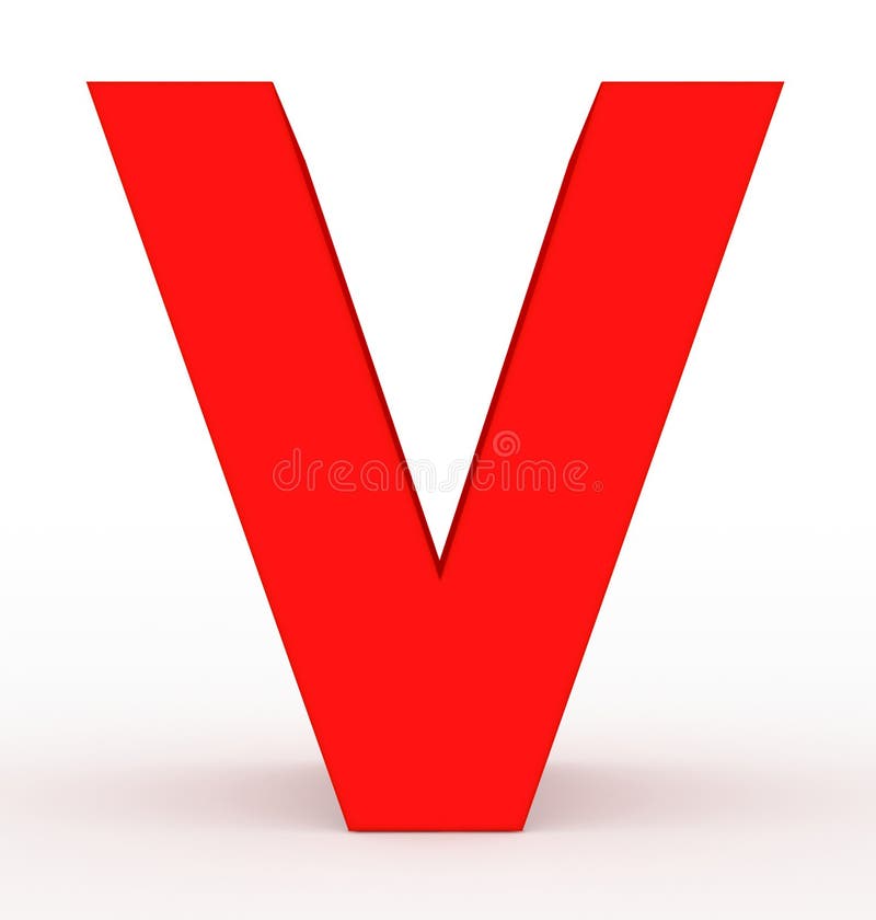 Letter V 3d Red Isolated on White Stock Illustration - Illustration of ...