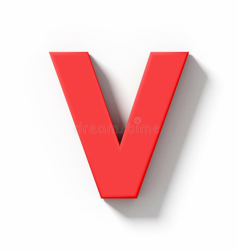 Letter V 3D Red Isolated on White with Shadow - Orthogonal Projection ...