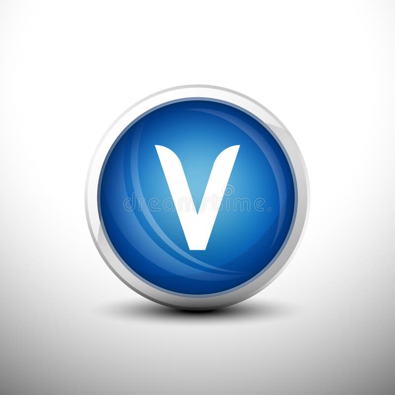 Letter V in 3D Shiny Blue Keys for Web Icons Stock Vector ...