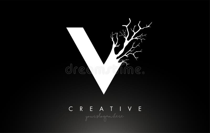 Letter V Design Logo with Creative Tree Branch. V Letter Tree Icon Logo ...