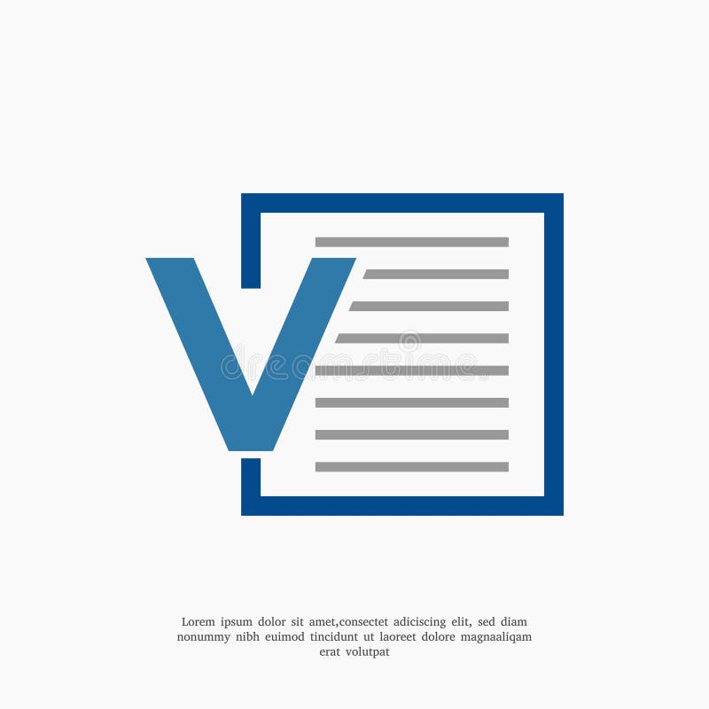 Letter V Document Logo Design Template Stock Vector - Illustration of ...