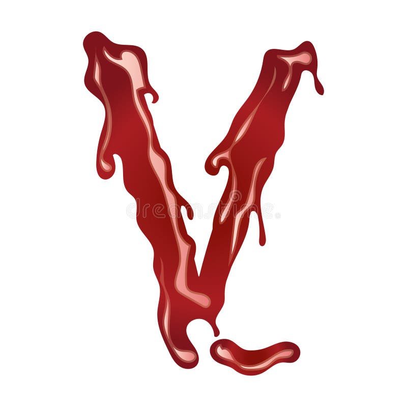 Letter V with Dripping Blood. Vector Illustration Decorative Design ...