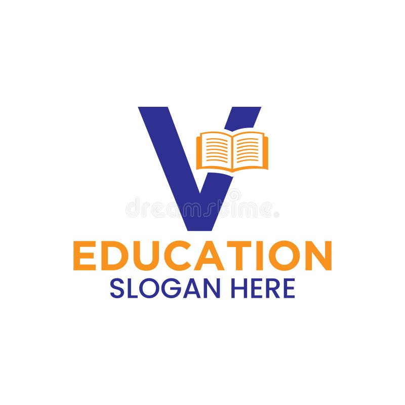Letter V Education Logo Concept with Open Book Icon Template Stock ...