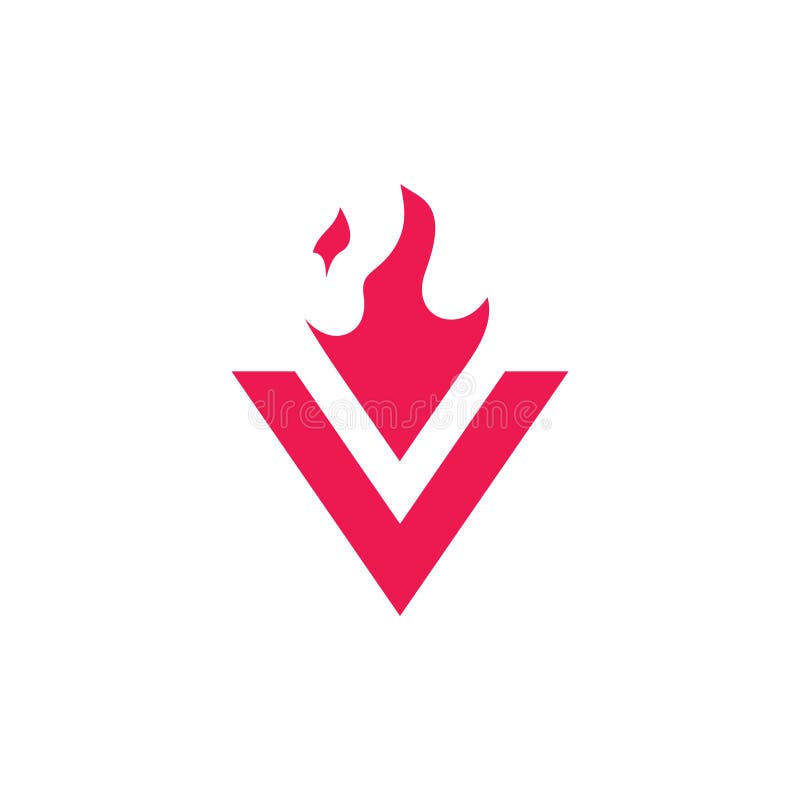 Letter V Flame Fire Simple Motion Logo Vector Stock Vector ...