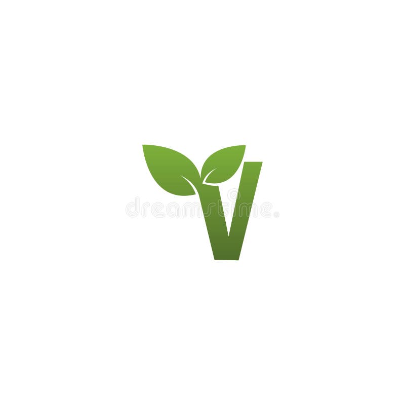Letter V with Green Leaf Symbol Logo Stock Vector - Illustration of ...