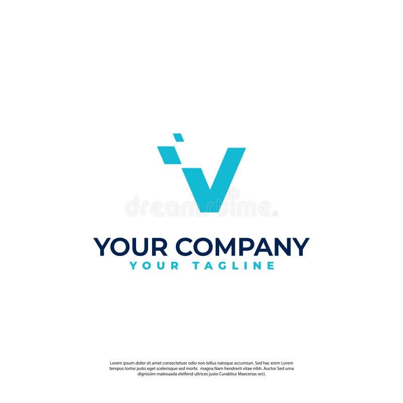 Letter V Initial Logo with Digital Fraction Simple in Modern Style ...