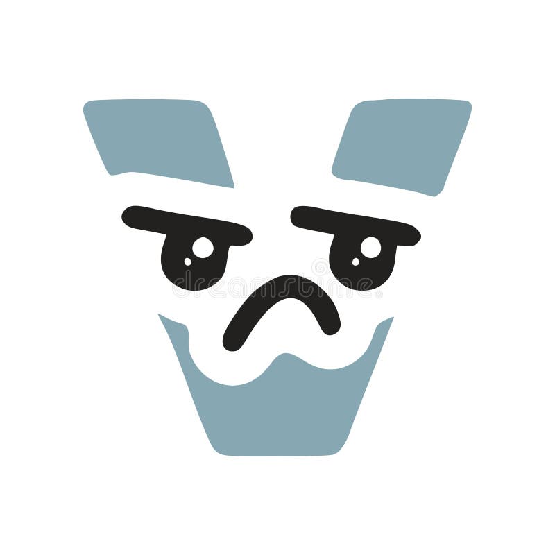 Letter V Kawaii Character with Sad Face Stock Vector - Illustration of ...