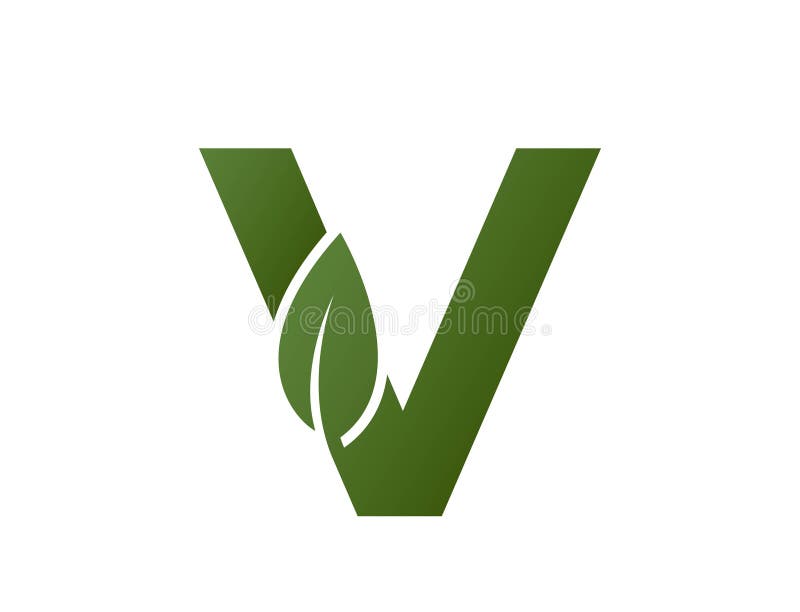 Letter V with Leaf Logo. Initial Logotype Design Stock Vector ...